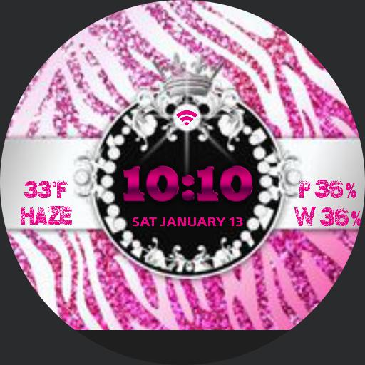 pink zebra bling • WatchMaker: the world's largest watch face platform