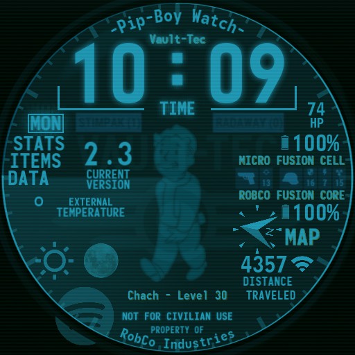 Chach Pip-Boy Watch - Blue HUD V1 • WatchMaker: the world's largest ...